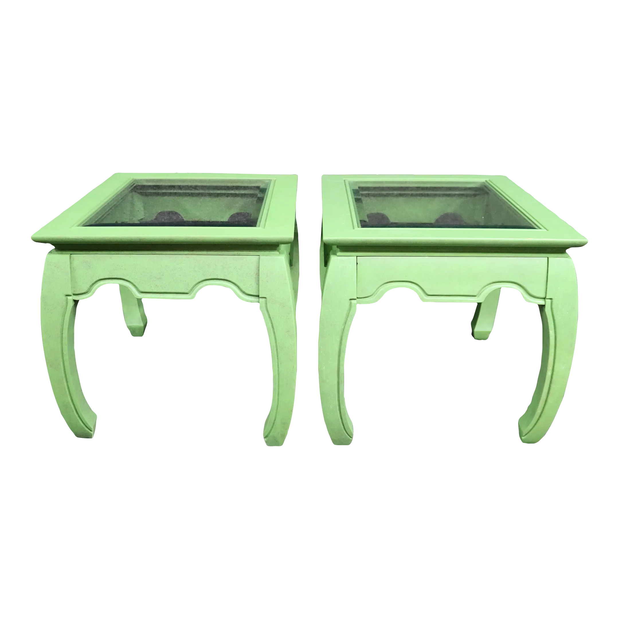 Chinoiserie Style Green Side Tables | Chairish