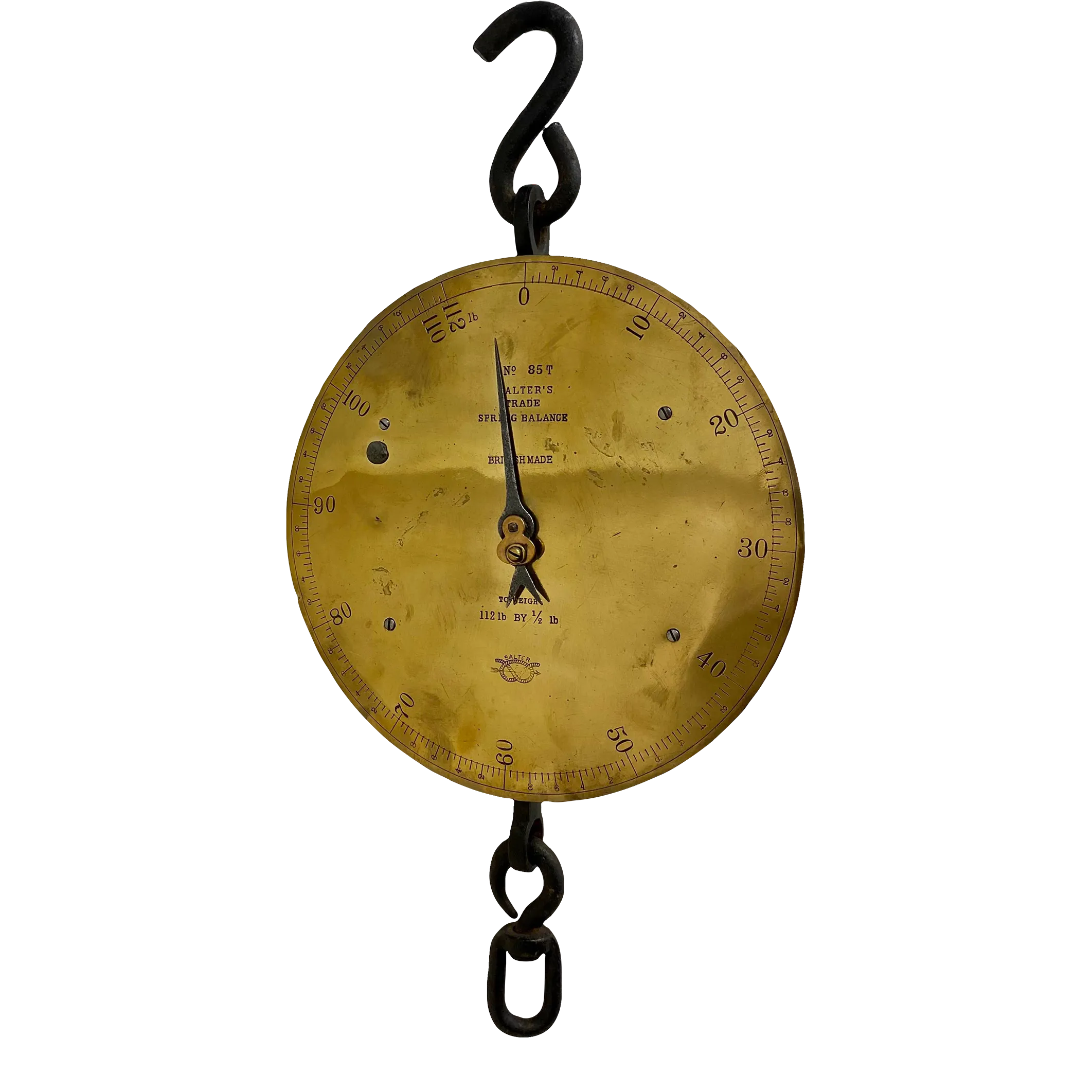 Antique Brass Salter Spring Balance Scale Model 85 T With 112 Lb ...