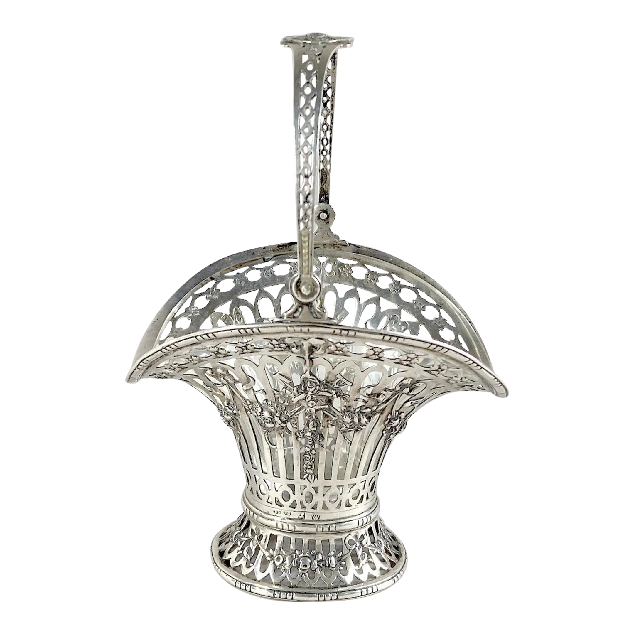 Late 19th Century German Pierced Sterling Silver Basket | Chairish
