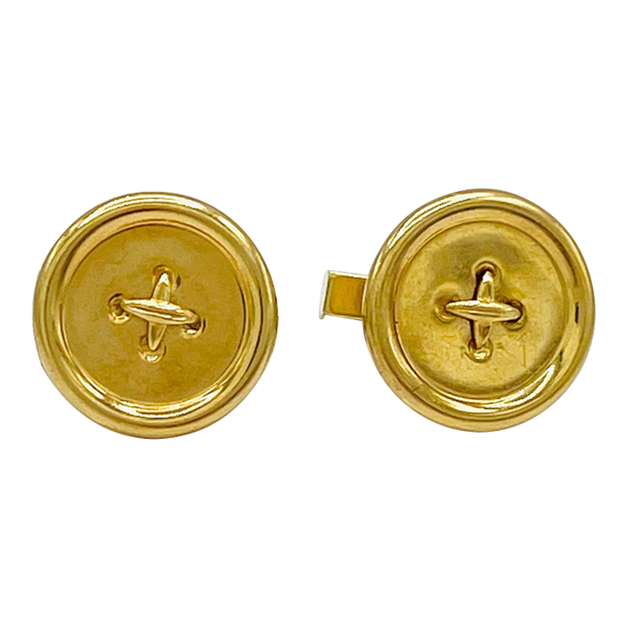 Estate Tiffany & Co Button Cufflinks in 14k Yellow Gold - 2 Pieces ...