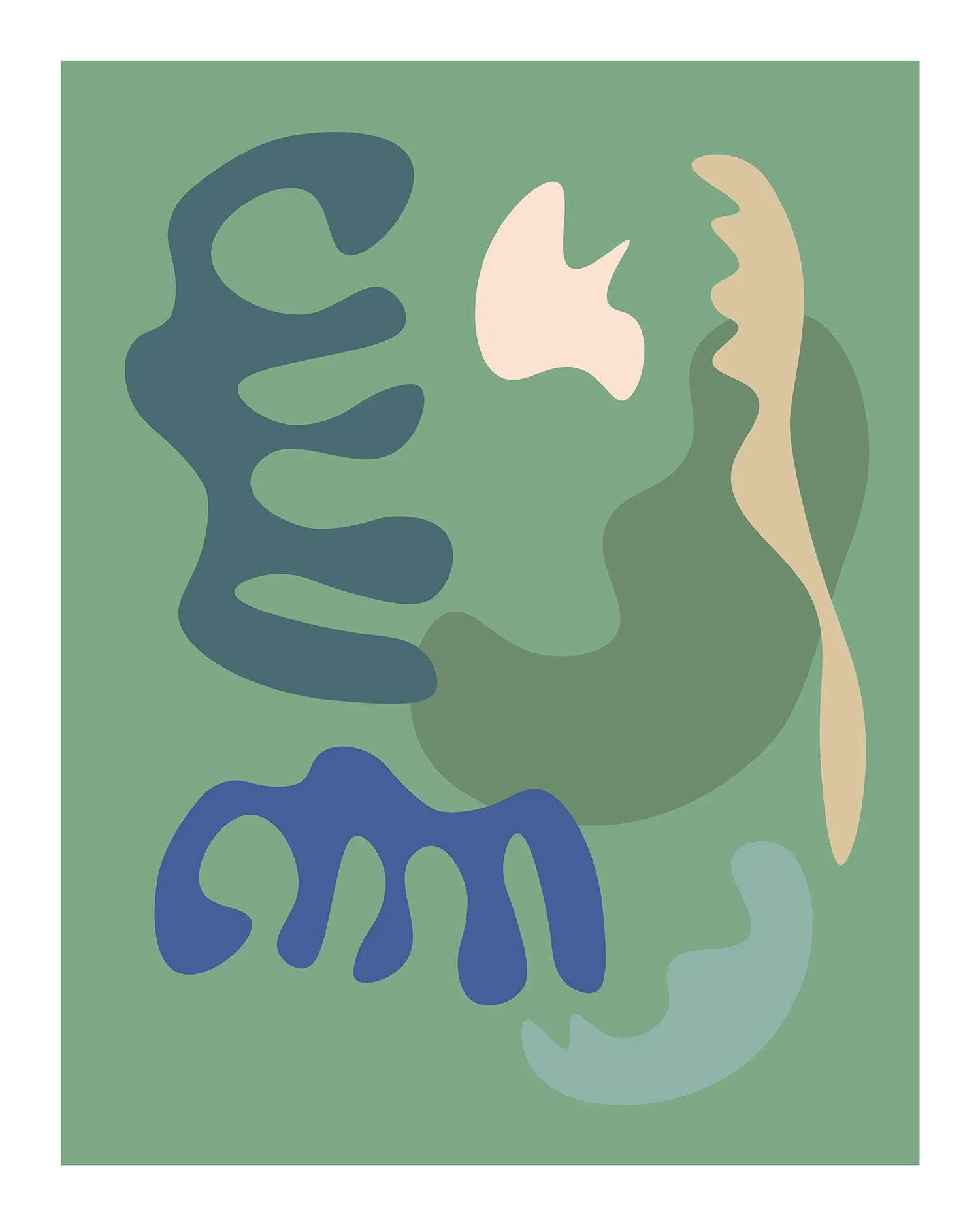 Contemporary Modern Art Print With Biomorphic Shapes - 24" X 30" | Chairish