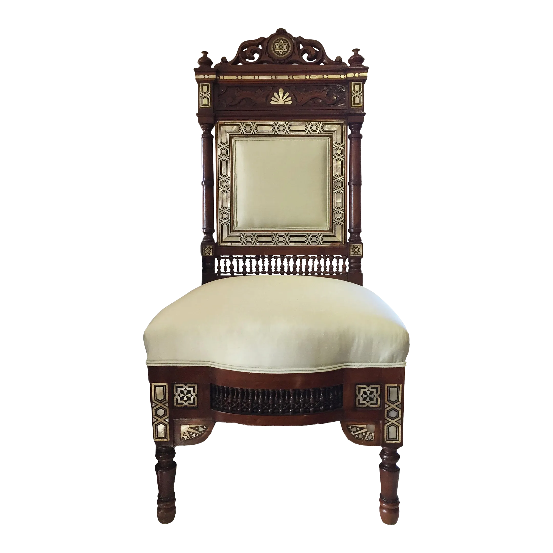 Rare 19th C Middle Eastern /Moorish Chair With Mother Pearl | Chairish