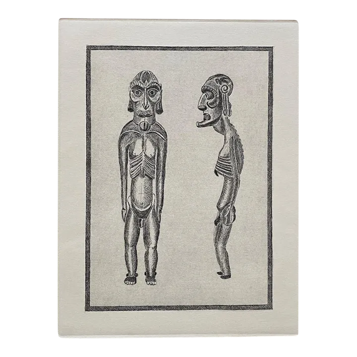 Late 20th Century Easter Island "Moai Kavakava" Etching by Rapa Nui ...
