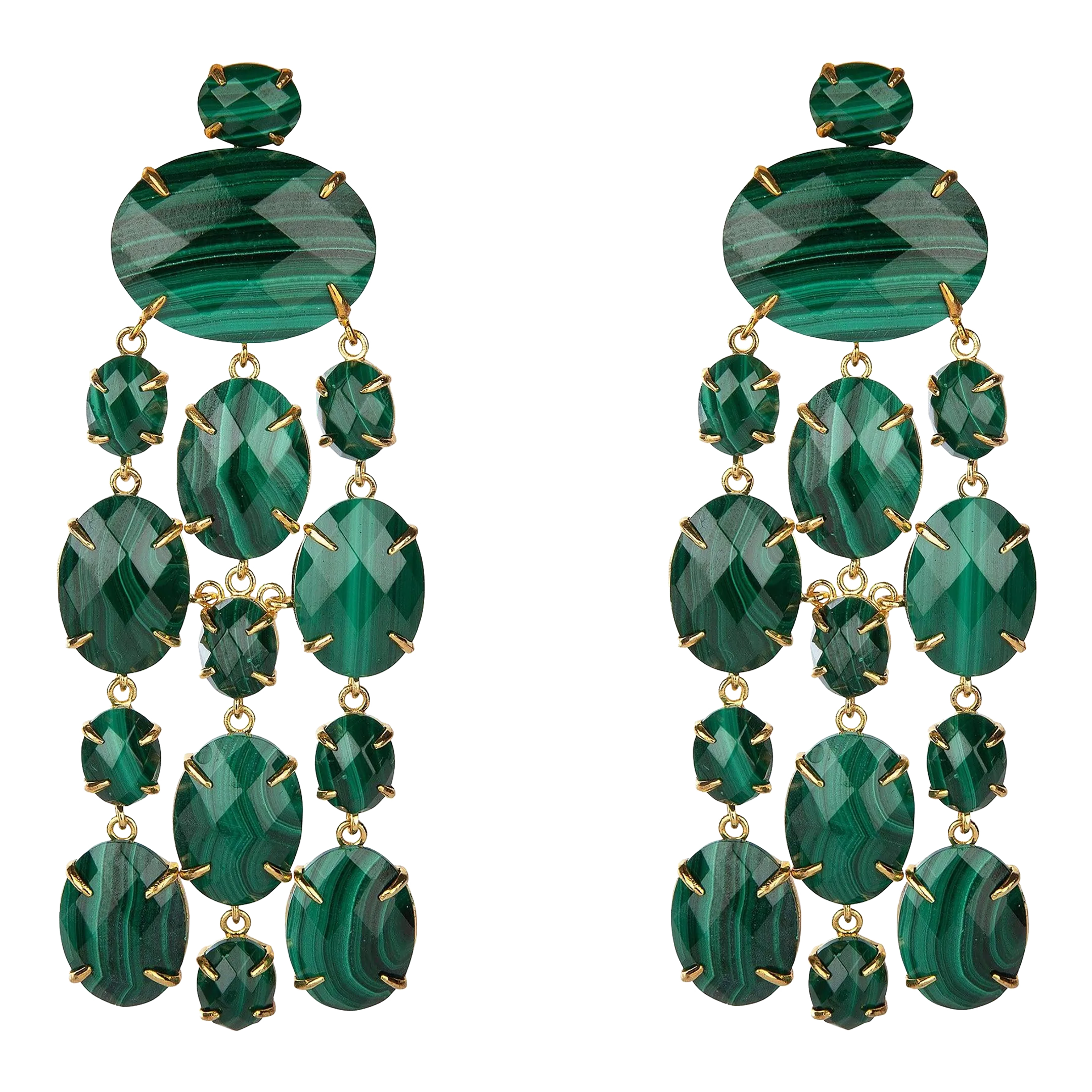 Marysol Statement Earrings in Malachite, a pair | Chairish