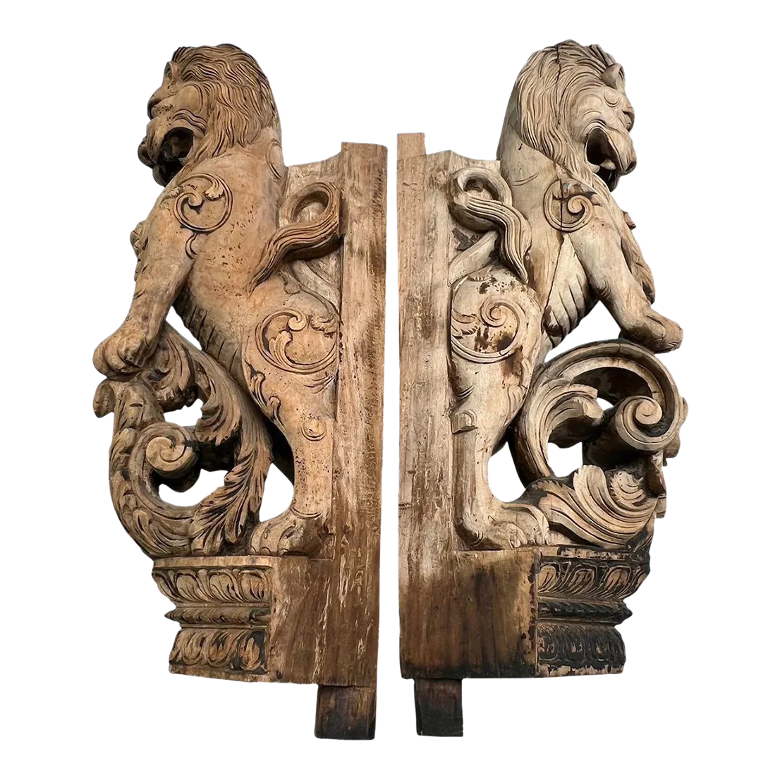 18th Century Pair of Antique Hand Carved Indian Temple / Chariot ...