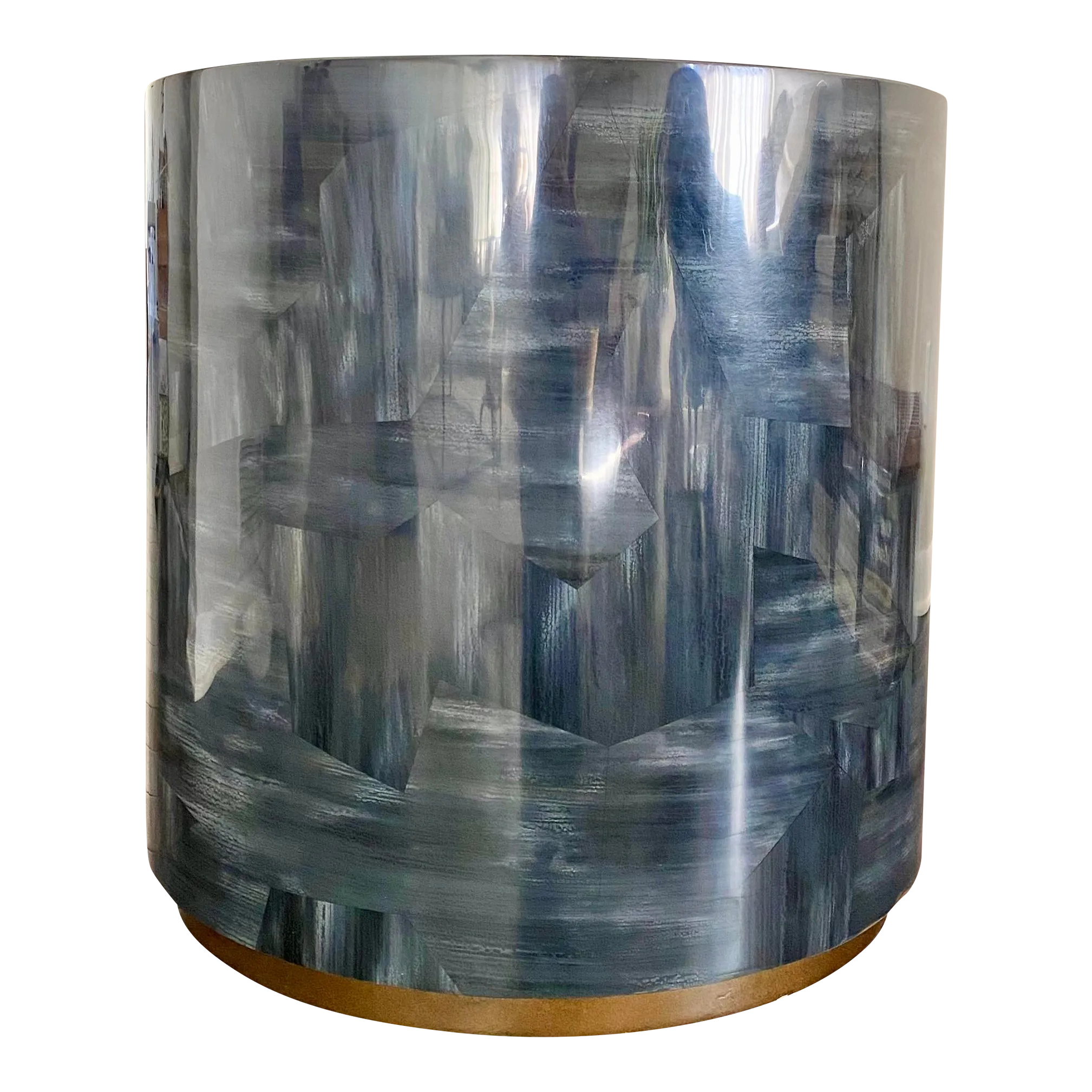 Tall Sleek Black Faux Horn Inlay Modern Round Side Accent Table Boyd by ...