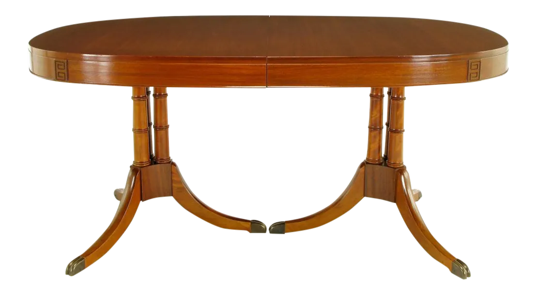 Early American Double Pedestal Sheraton Style Mahogany Dining Table ...