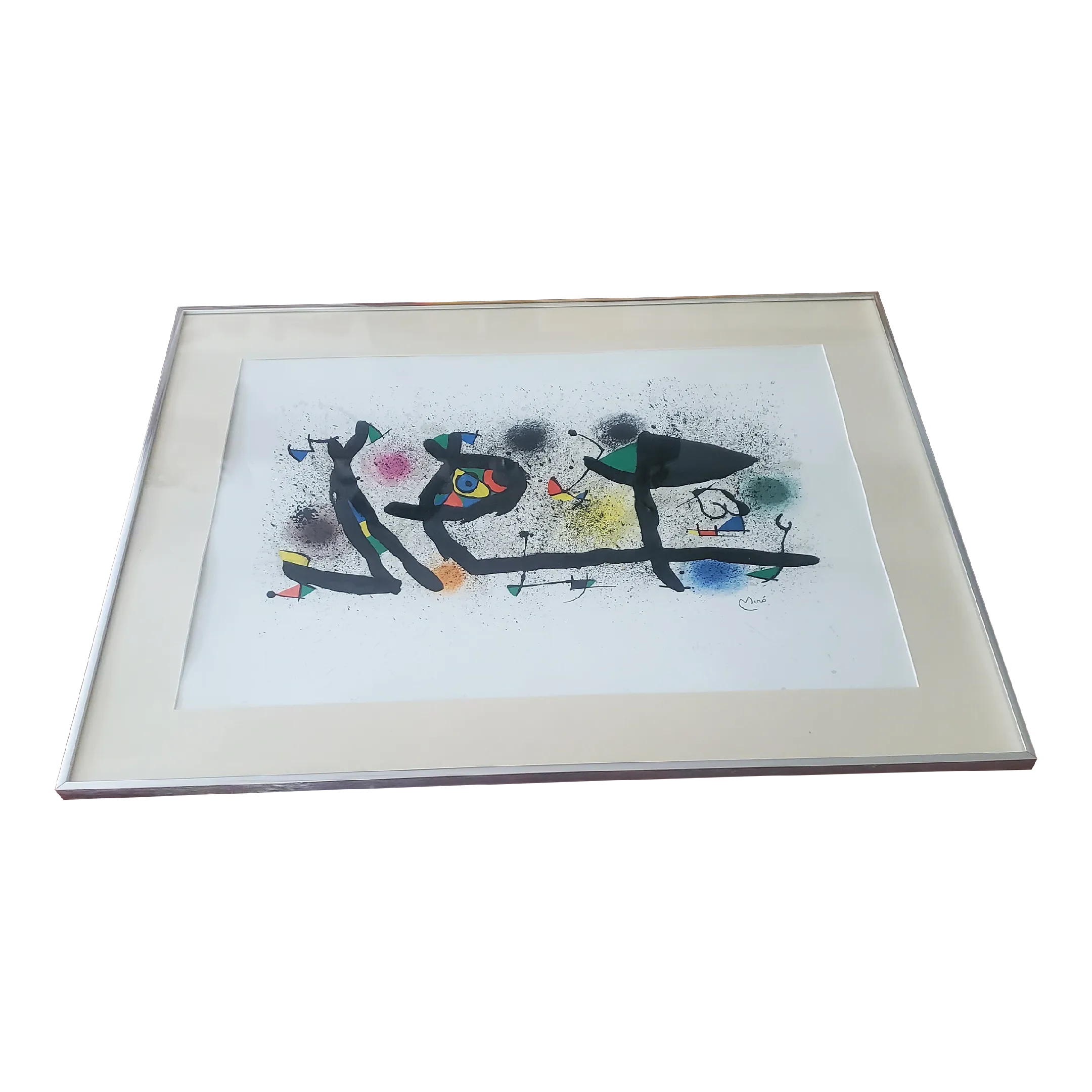 1970s Vintage Miro Style Color Lithograph Mid Century Era, Framed ...