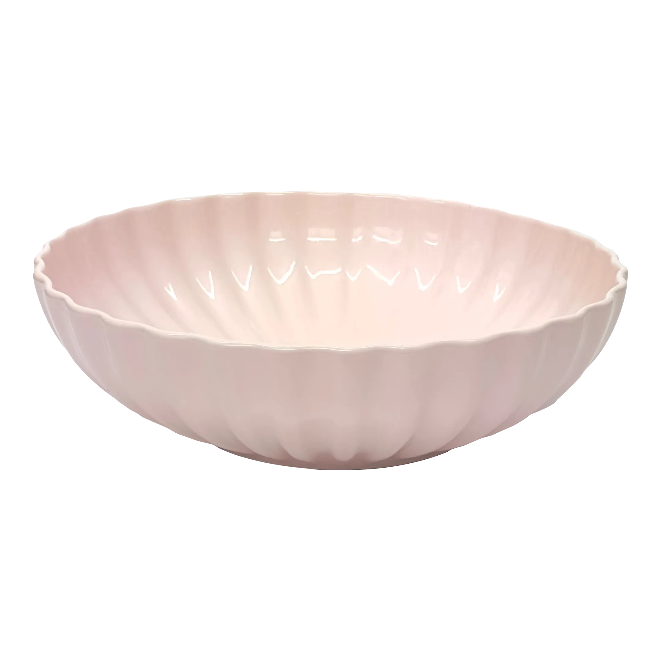 Mid 20th Century Mid-Century Modern Large Blush-Pink Ceramic Ribbed ...