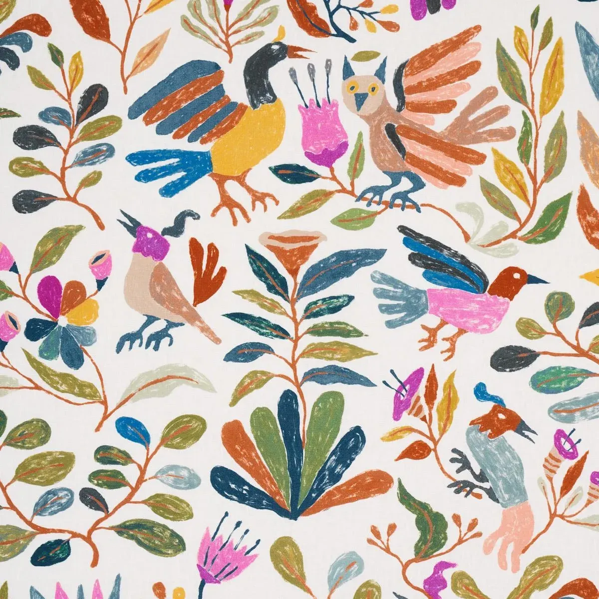 Schumacher Canopy Fabric in Multi Birds | Chairish