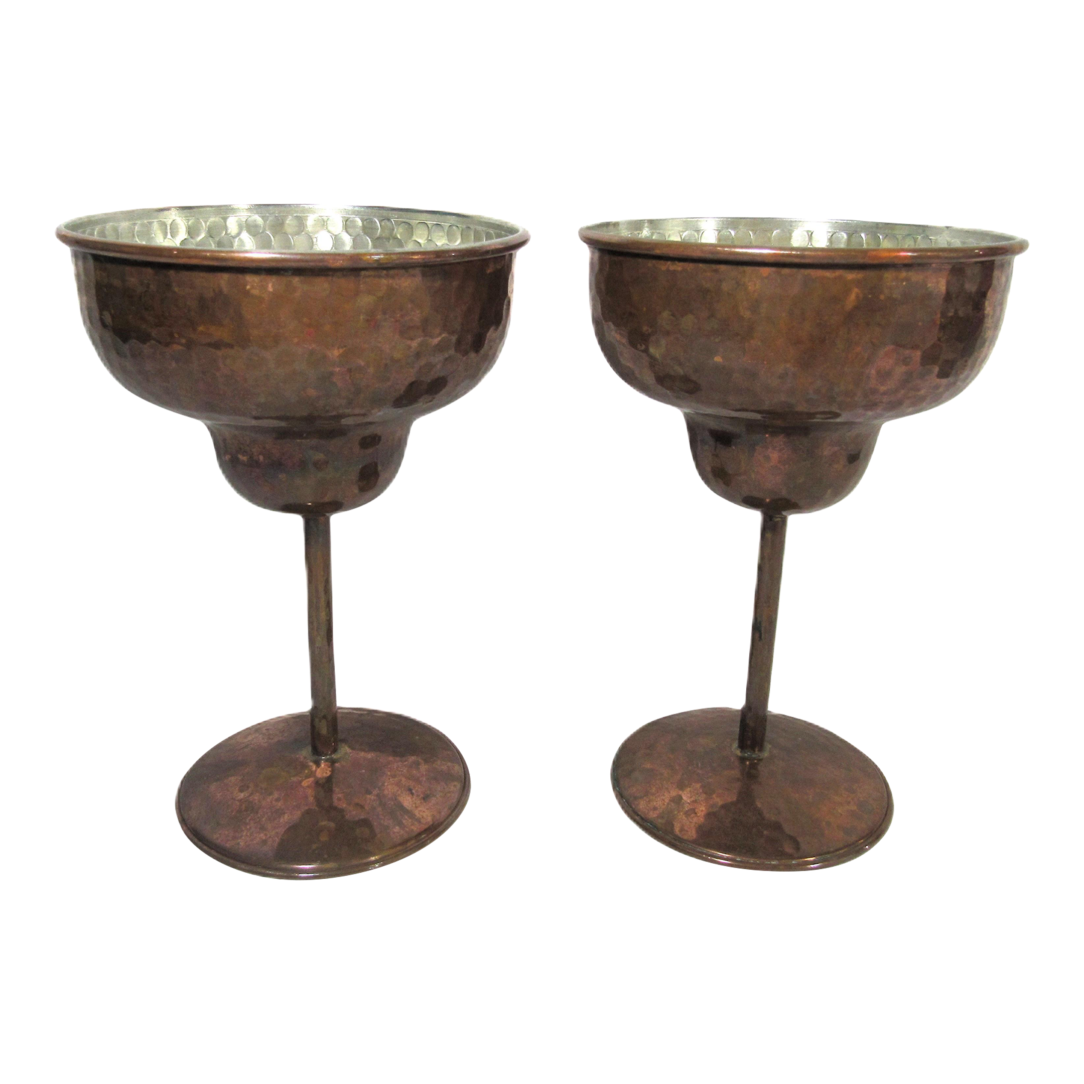 Vintage Pair of Istanbul Bakir Hammered Copper Goblets | Chairish