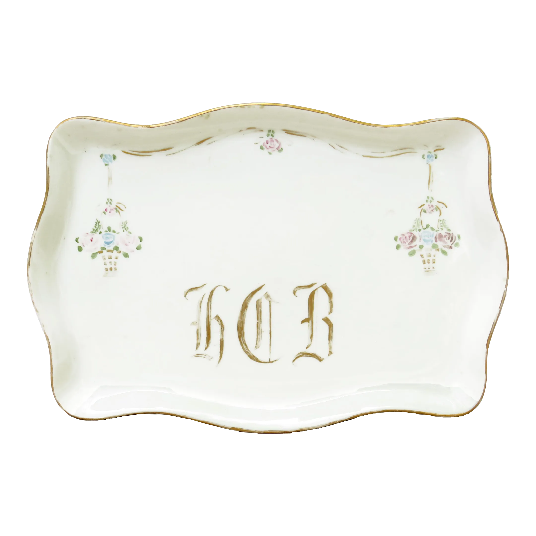 1890s Royal Austria Monogrammed Porcelain Vanity Tray | Chairish