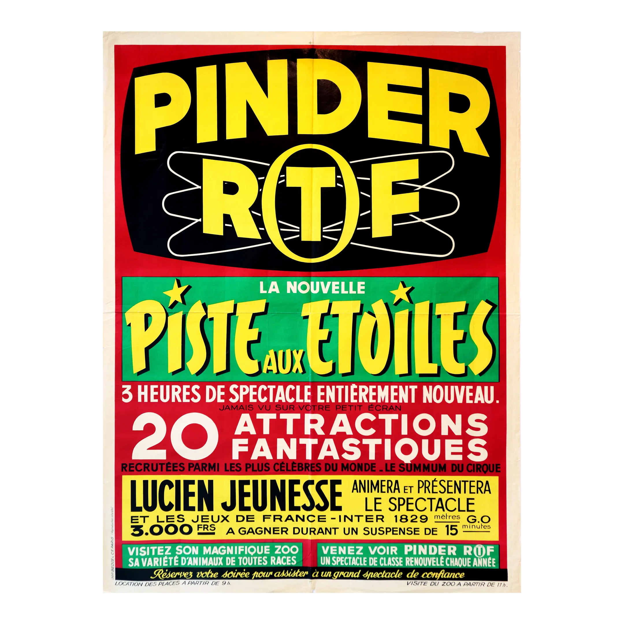 1960s Vintage French Circus Poster - Cirque Pinder - Vintage Typography ...
