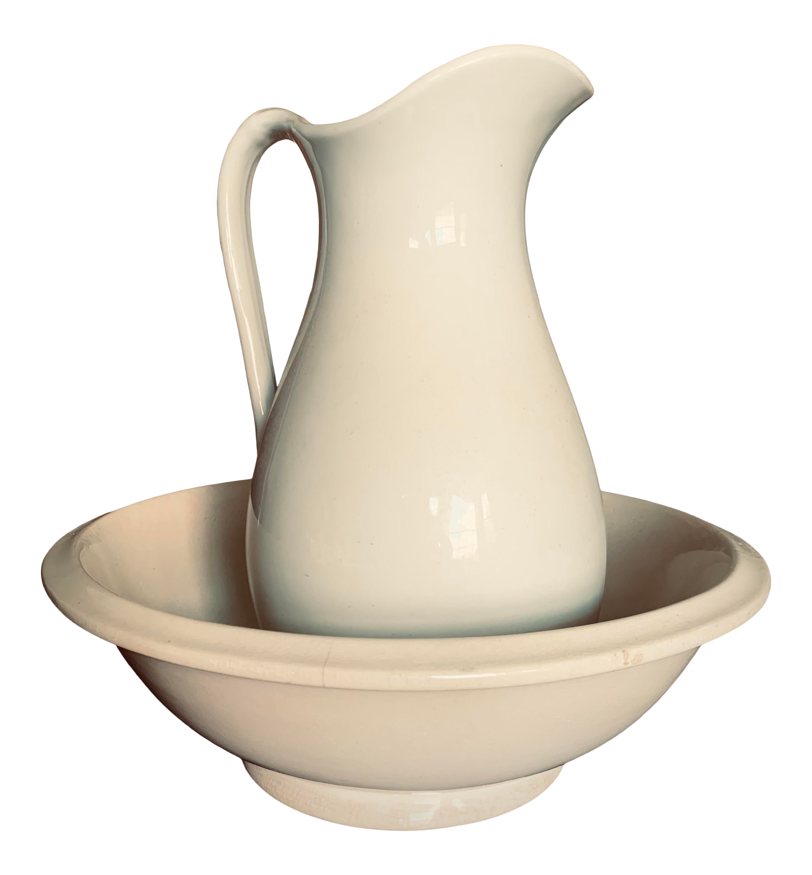 Mid 19th Century Ironstone Pitcher & Basin - 2 Piece Set | Chairish
