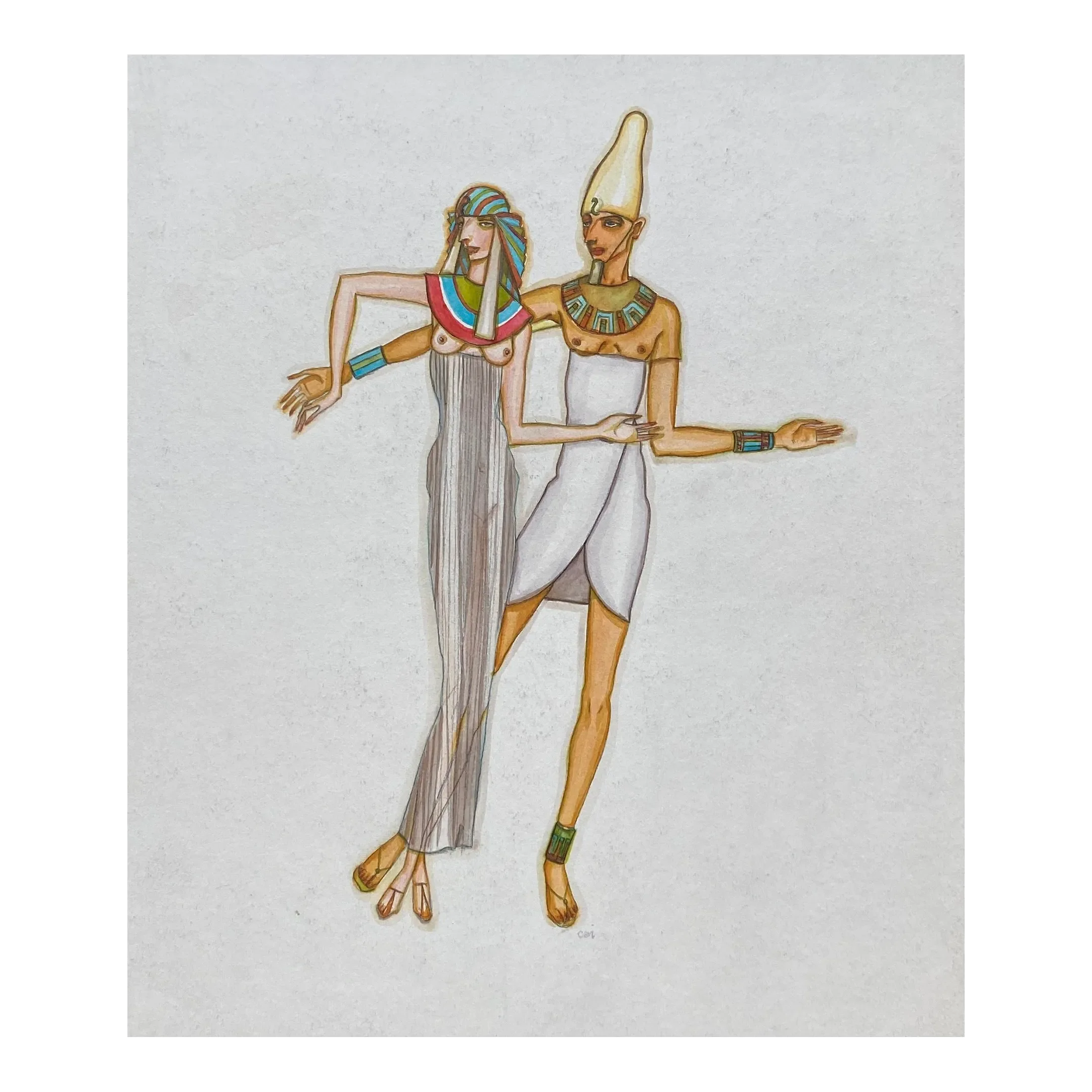 1930s Clifford Thompson Egyptian Figure Painting | Chairish