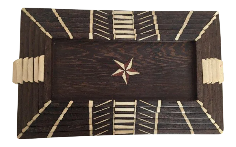 Vintage Anglo-Indian Stacking Wood Trays With Inlay - Set of 6 | Chairish