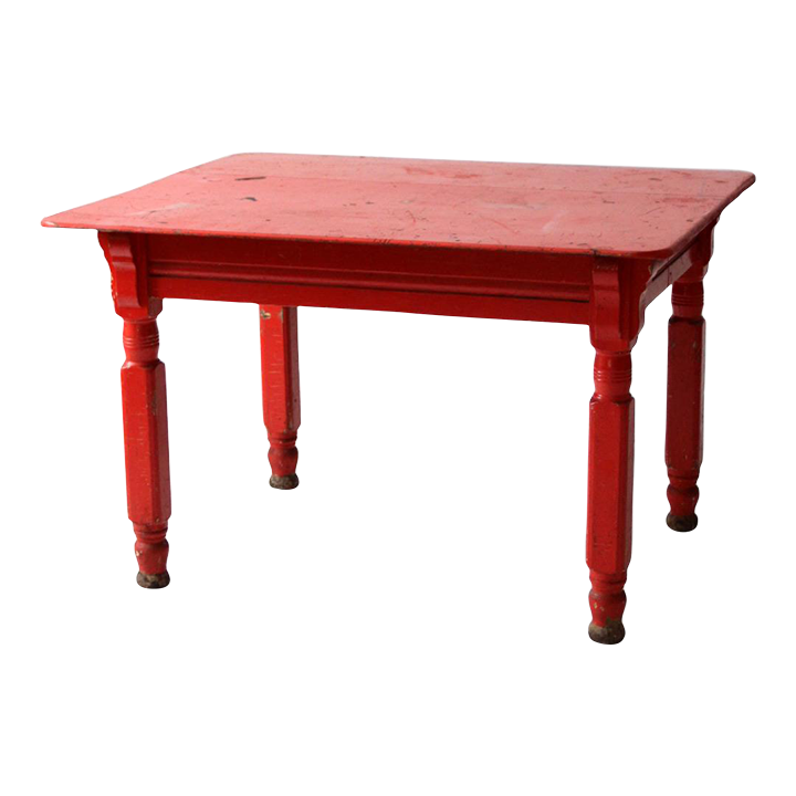 Antique Painted Red Table | Chairish