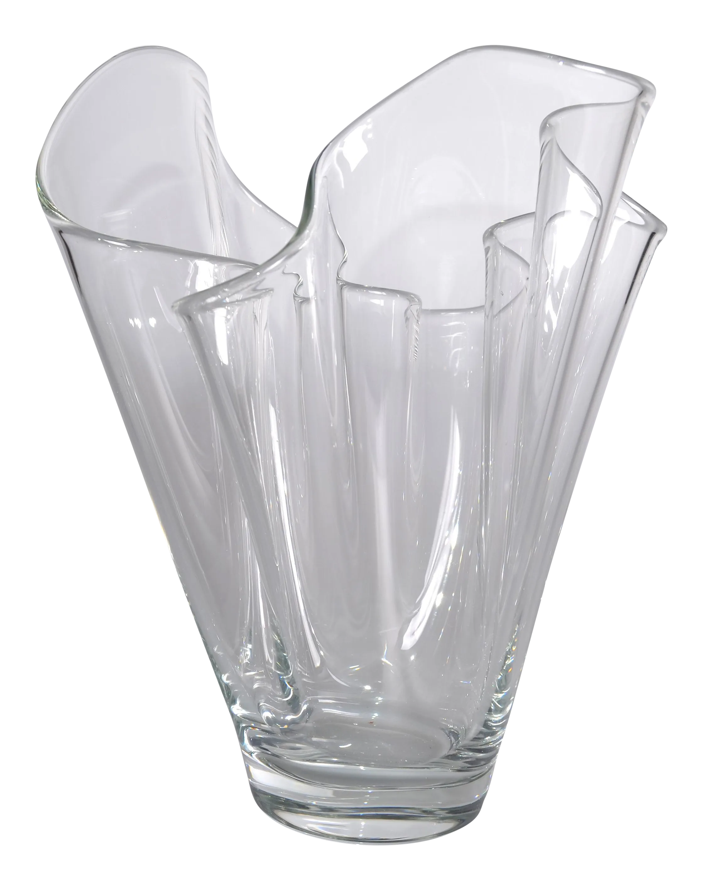 Hand Blown Transparent Handkerchief Vase | Chairish