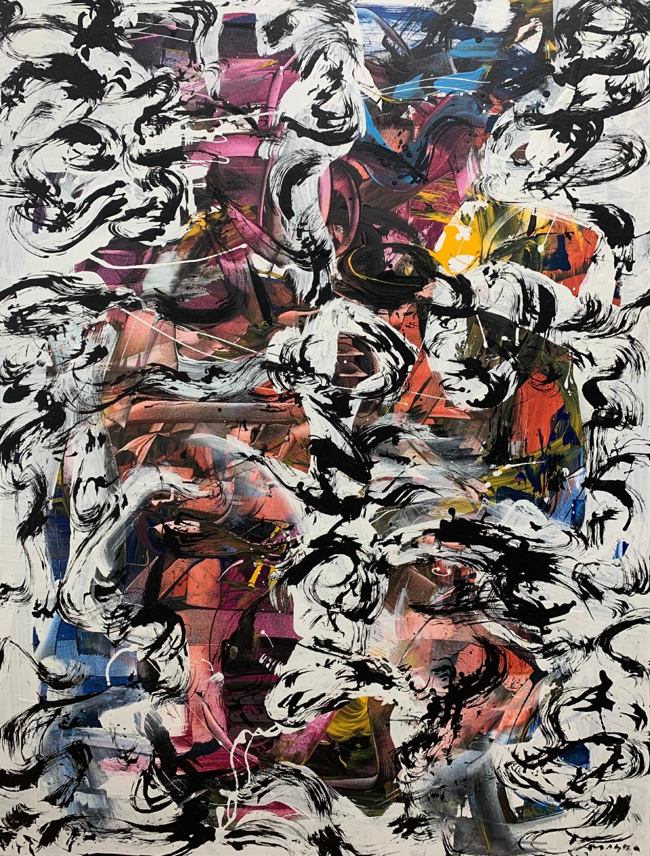 Masri Hayssam "Travedo" Colorful Mixed Media Contemporary Abstract ...