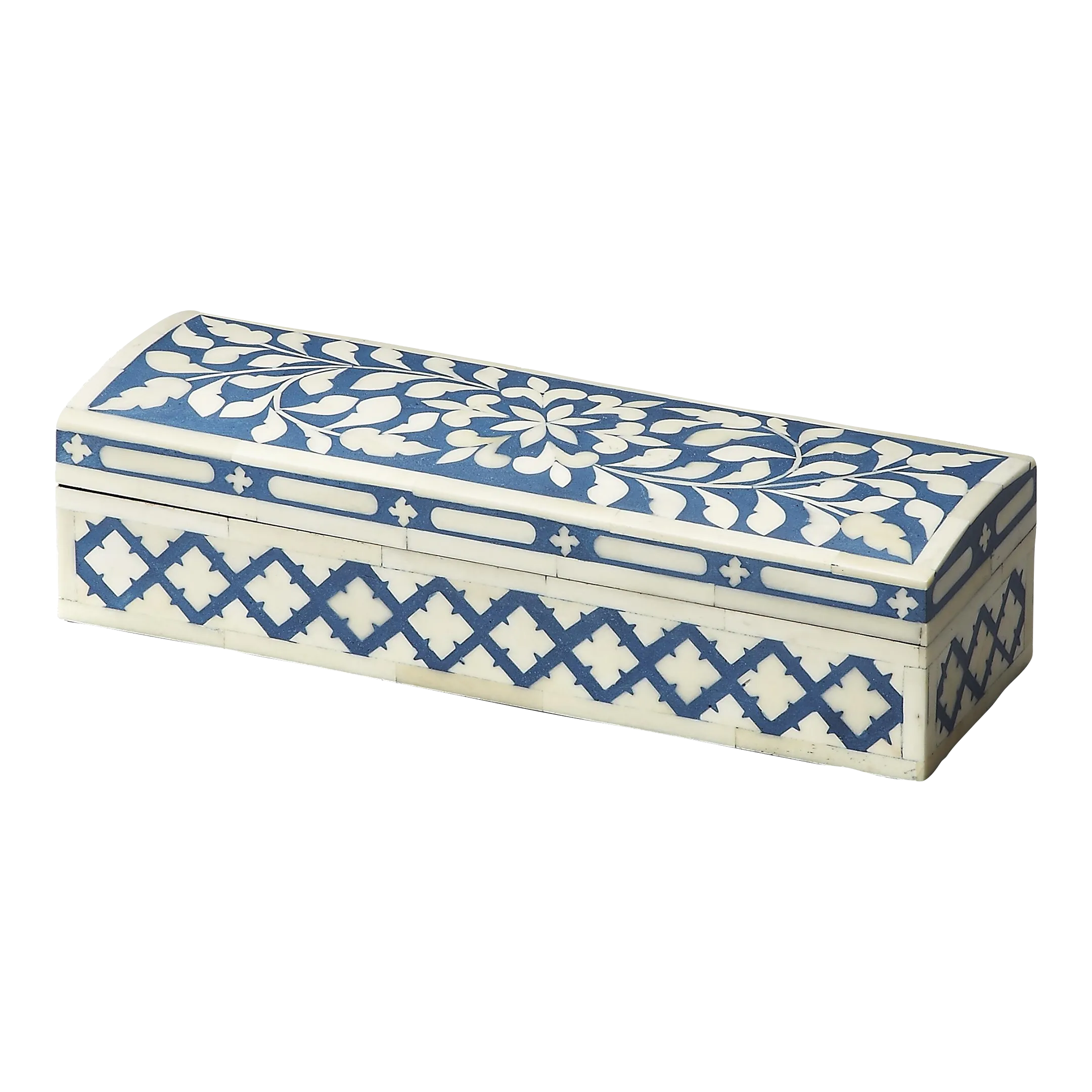 Amanda Bone Inlay Storage Box, Blue | Chairish