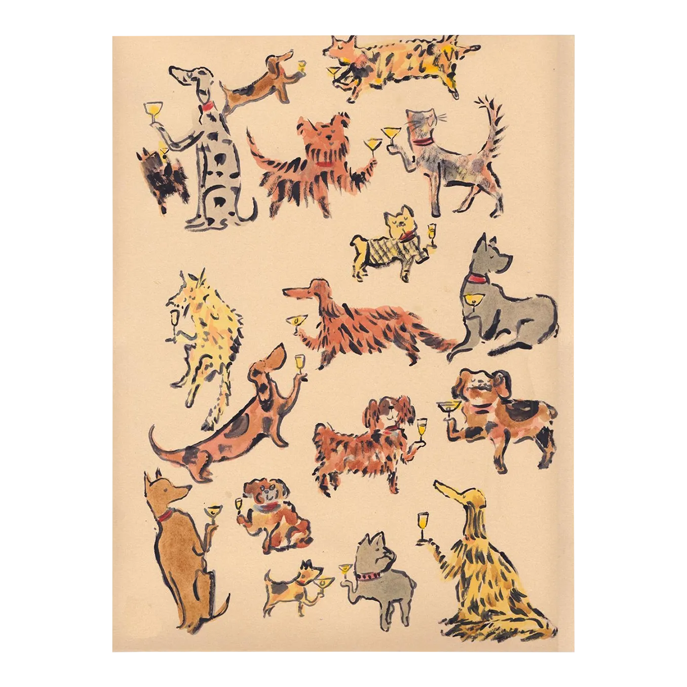 "Booze Hounds II" Contemporary Original Expressionist Whimsical Print ...