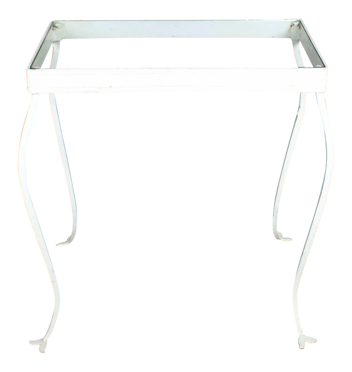 Vintage Hand Wrought Iron Rectangle Glass Top Side Table | Chairish