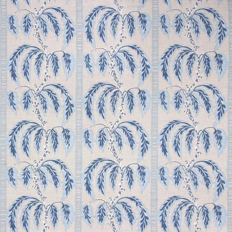 Sister Parish Palms Fabric in Cornwall Blue | Chairish
