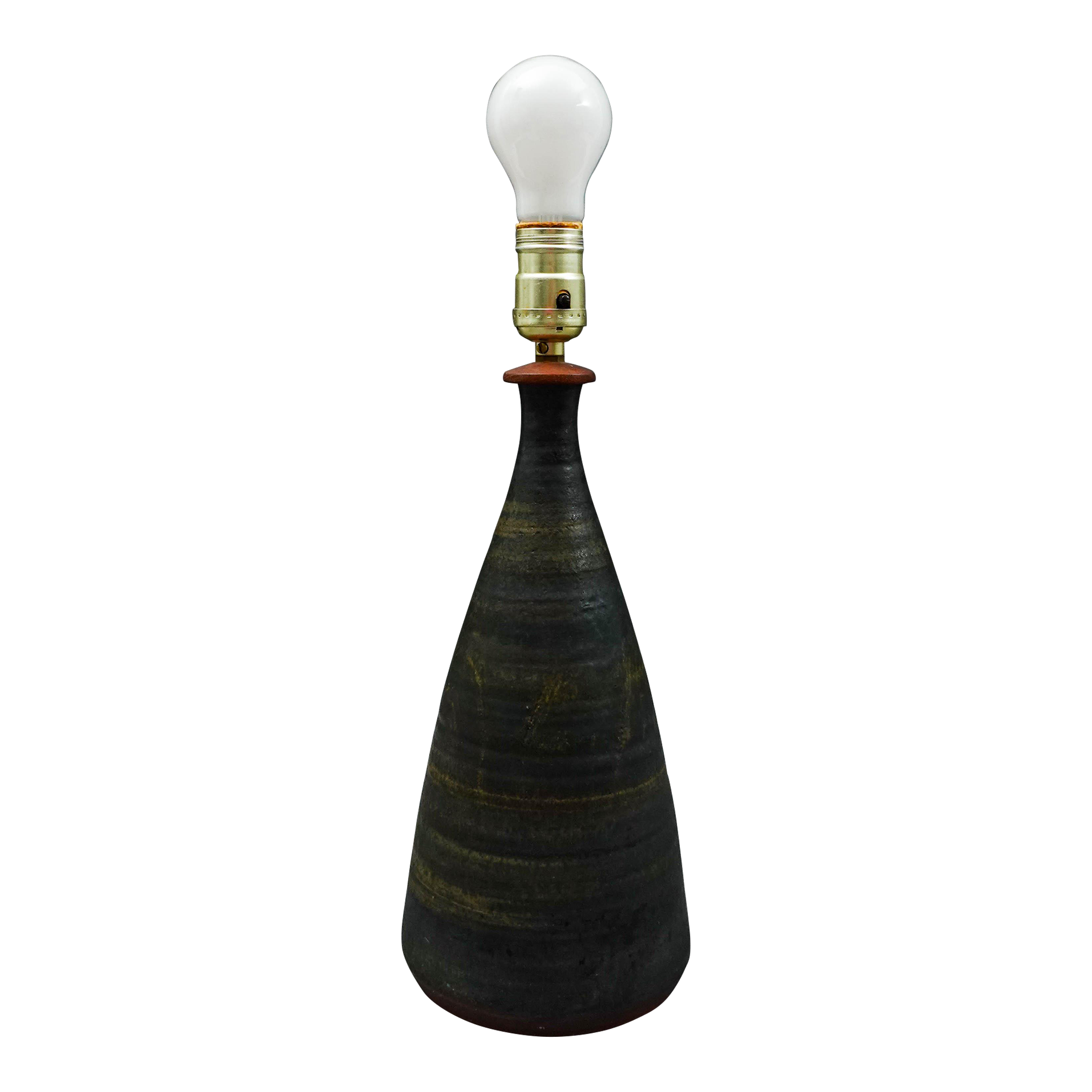 Denis Vibert Signed Mid Century Modern Maine Studio Pottery Table Lamp | Chairish