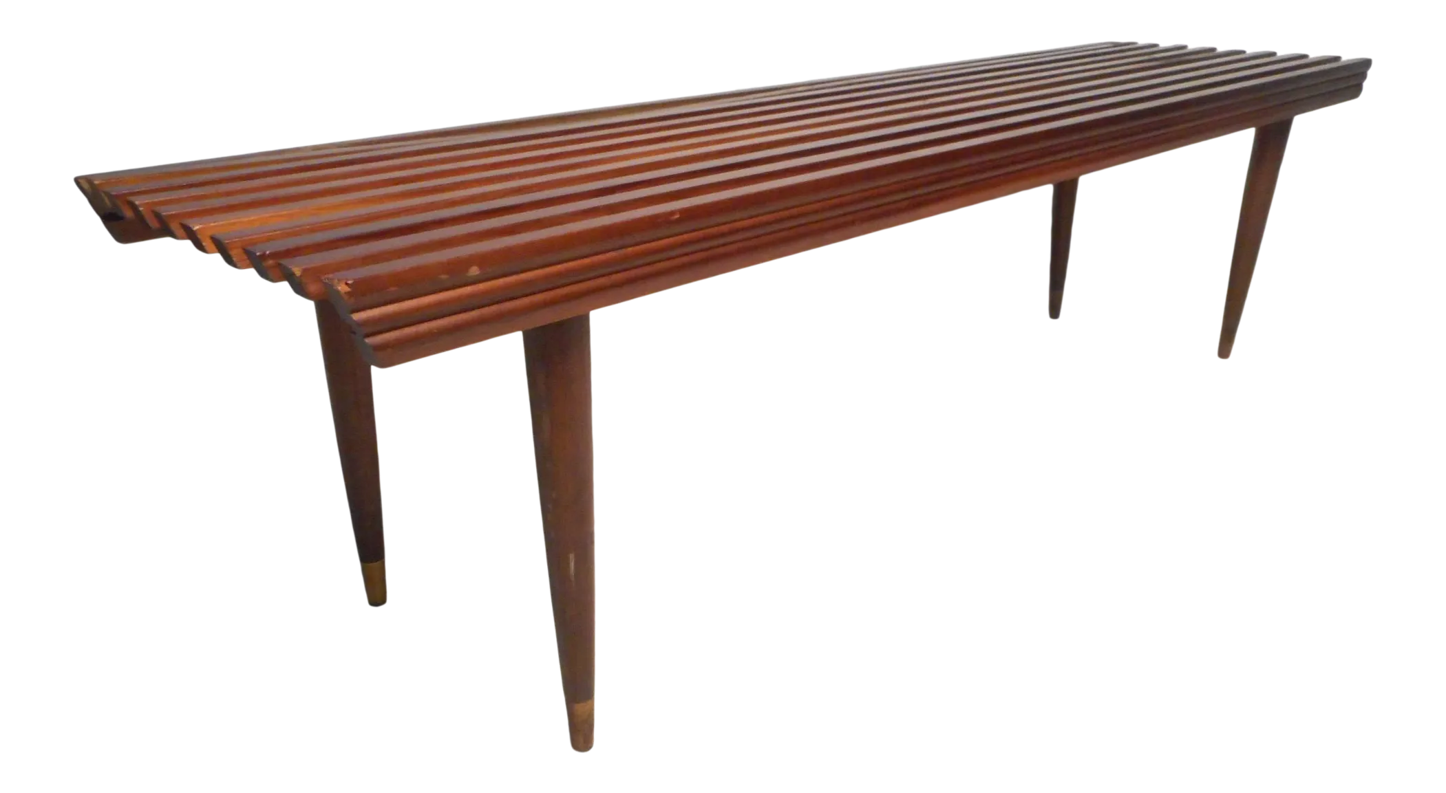 Vintage Modern Slat Bench | Chairish