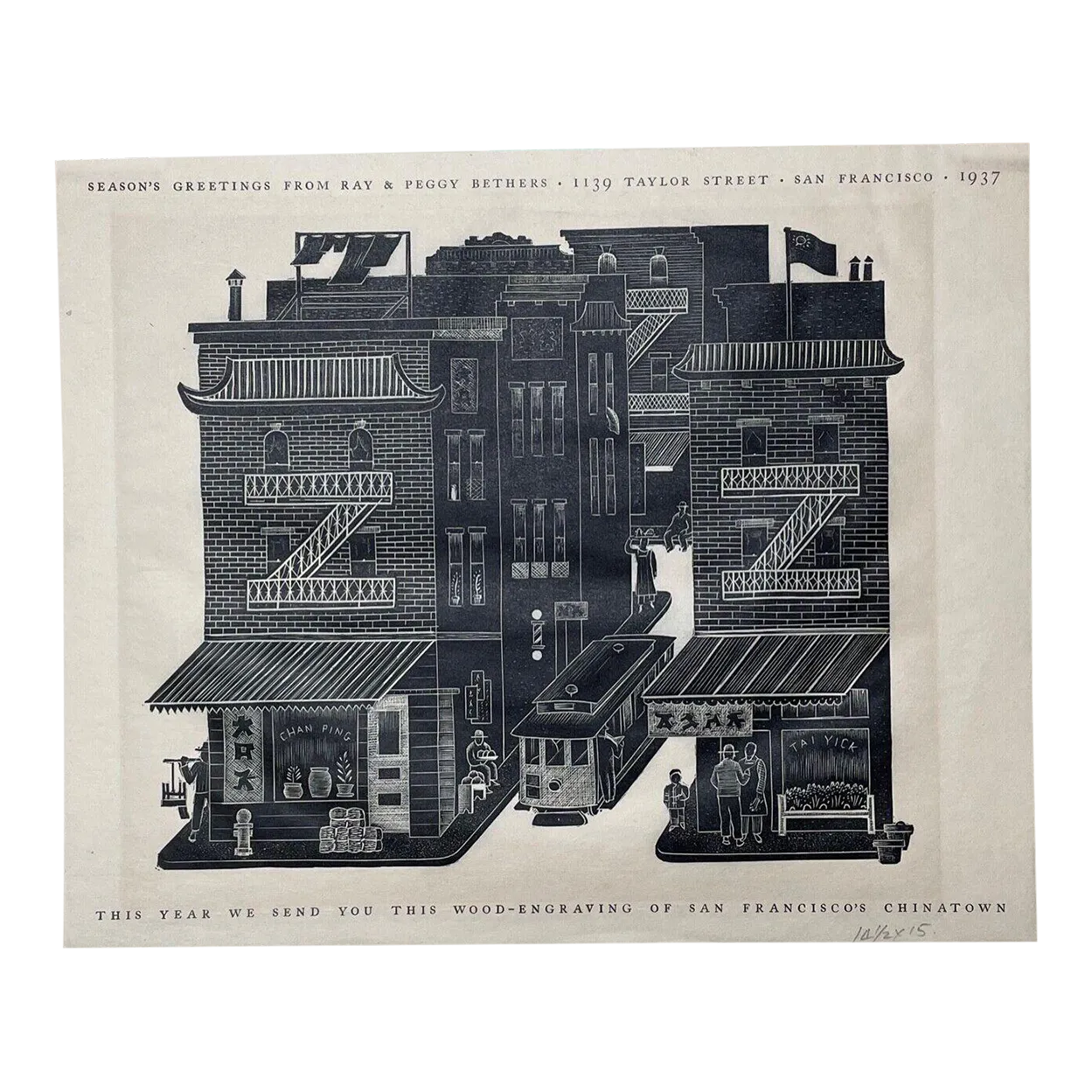 Original 1937 Ray Bethers 'san Francisco's Chinatown' Wood Engraving ...