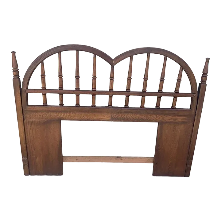 Late 20th Century Solid Wood Queen Double Arched Spindles Headboard ...