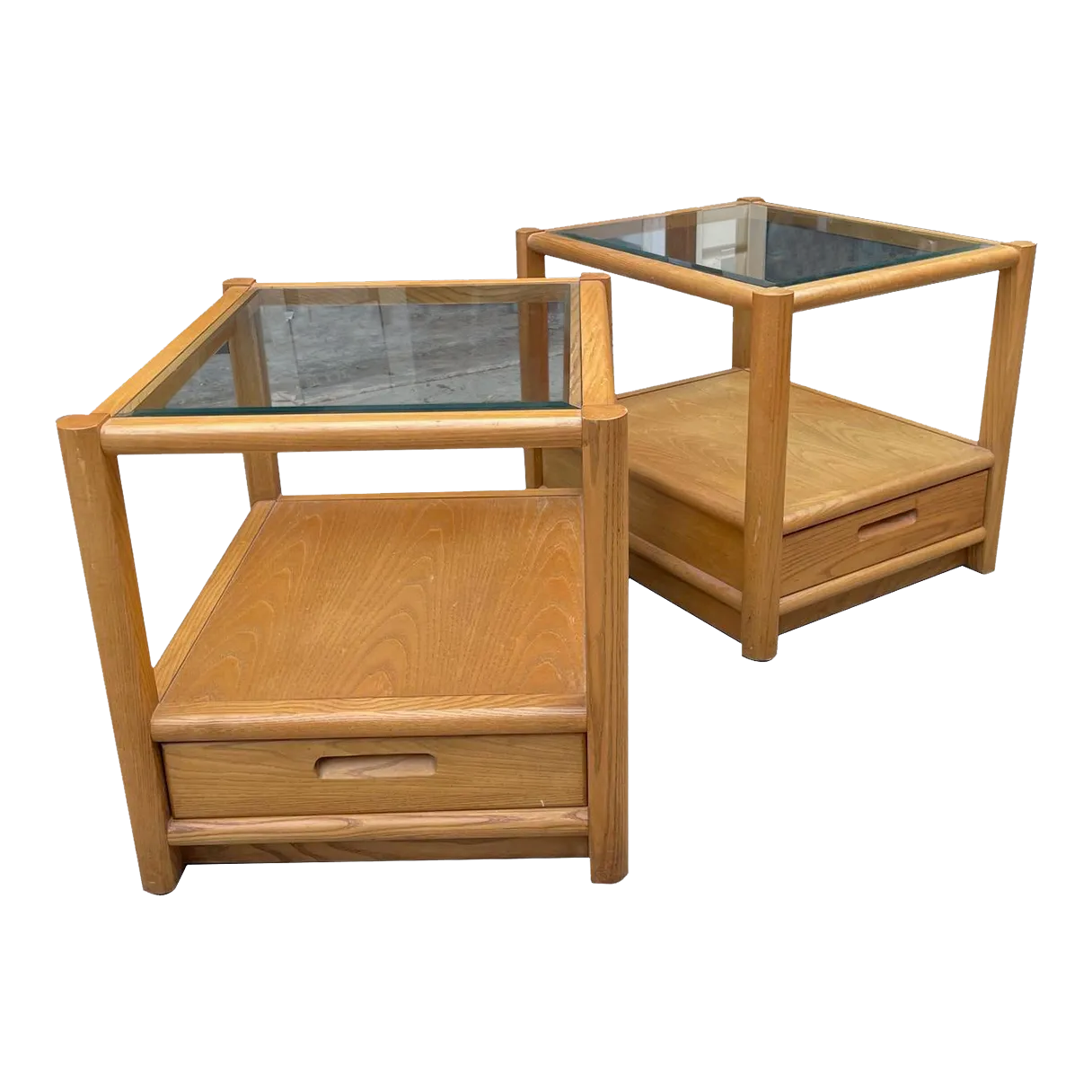 1970s Thomasville Oak Nightstands - Set of 2 | Chairish