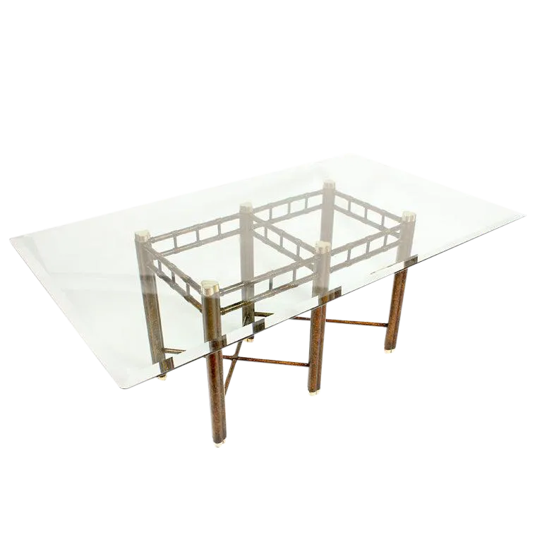 Oil Dropped Lacquer Dining Table With Glass Top | Chairish
