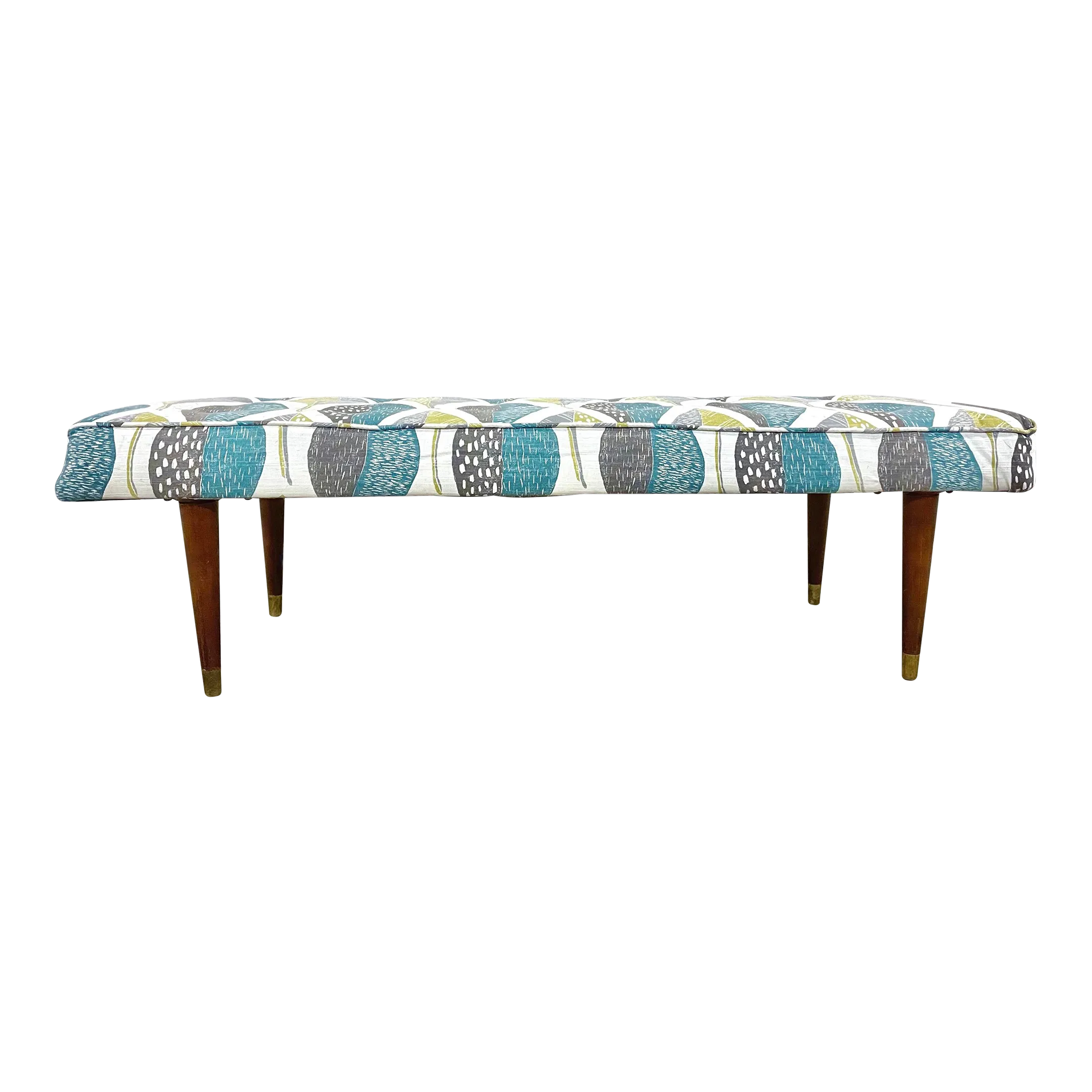 Vintage Mid-Century Modern Leaf Print Bench | Chairish