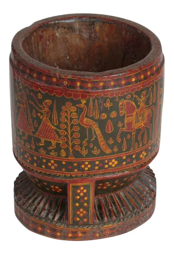 Antique 1900s Antique Wooden Painted Morter | Chairish
