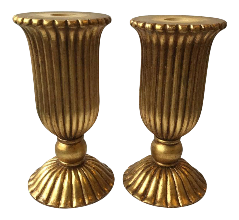 Italian Giltwood Urn Shaped Lamp/Table Bases - A Pair | Chairish