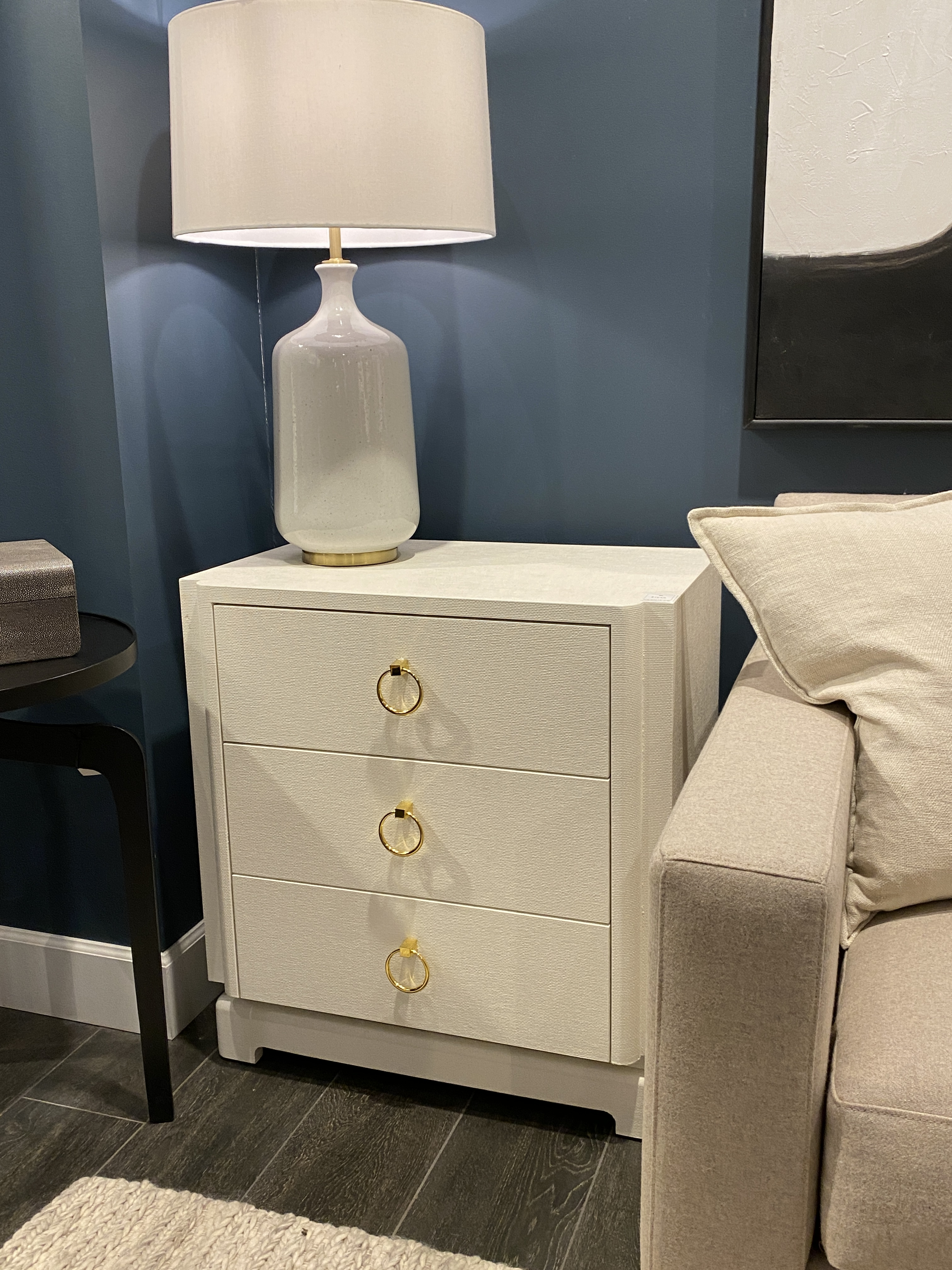 Bungalow 5 Pavel White Lacquered Grasscloth Nightstand Chairish