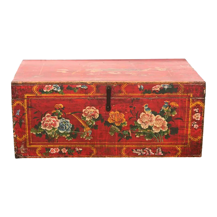 Antique Chinese Painted Blanket Chest | Chairish