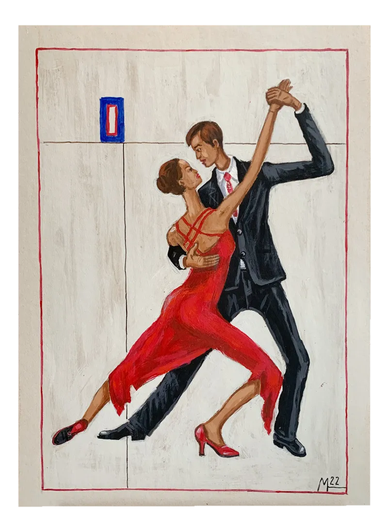 Mikolaj Malesza, Tango 1, 2022, Acrylic on Cardboard | Chairish