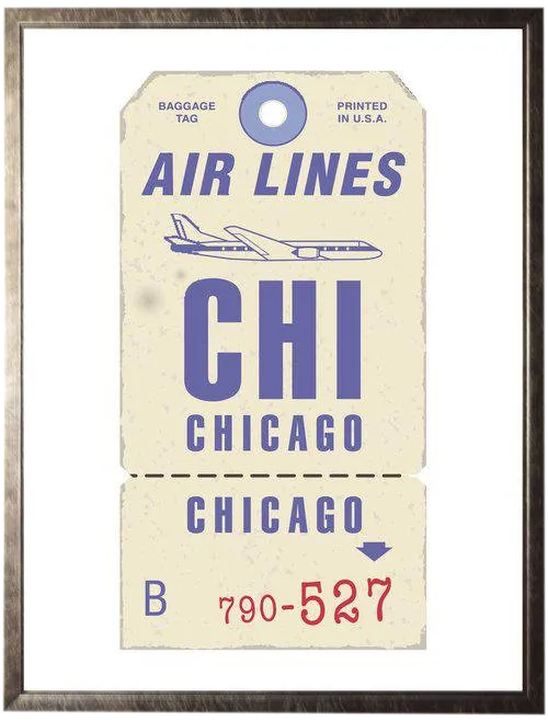 Chicago Travel Ticket - 13.5" X 17.5" | Chairish
