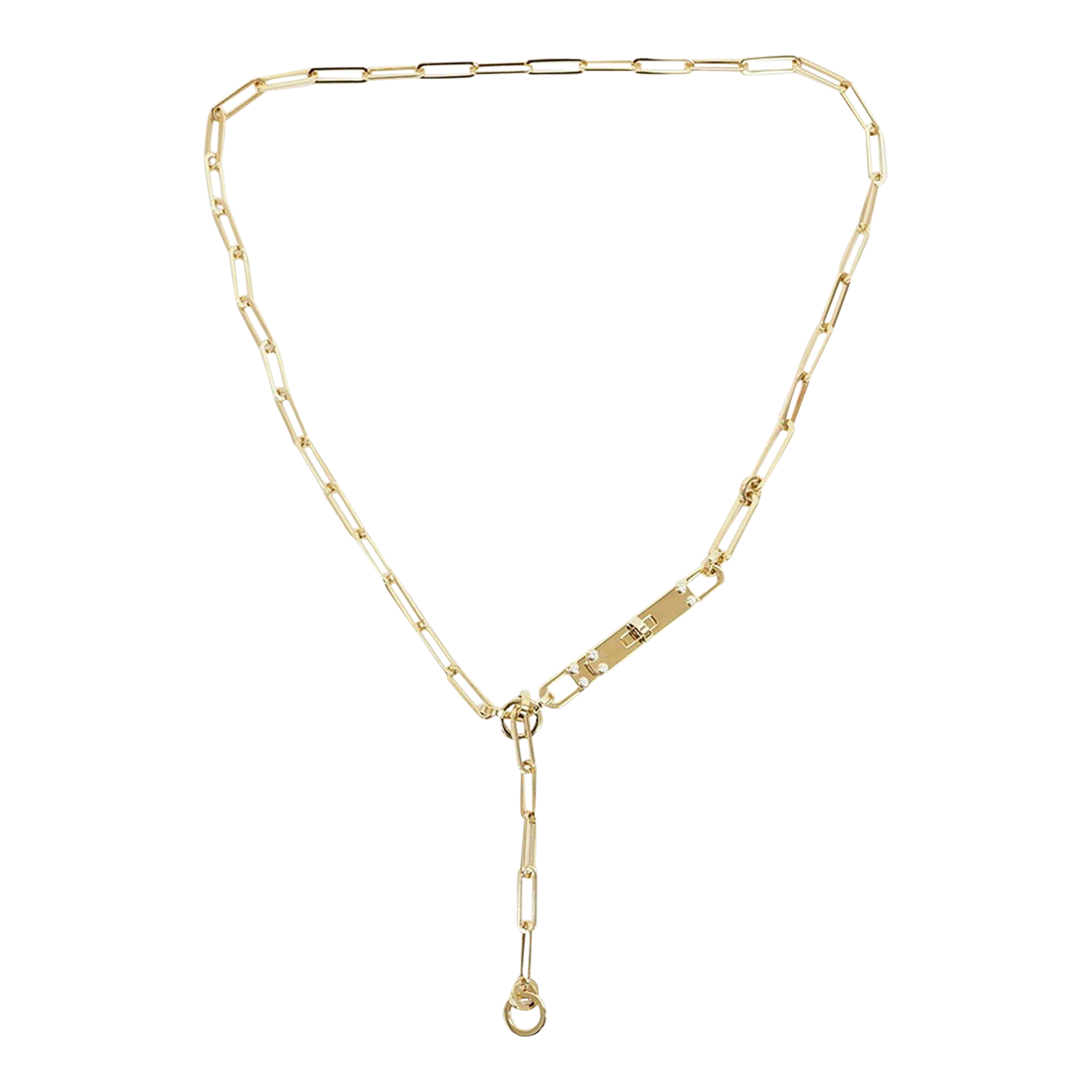 Hermes Kelly Chain Lariat Necklace Gold K18 H218270B Ladies | Chairish