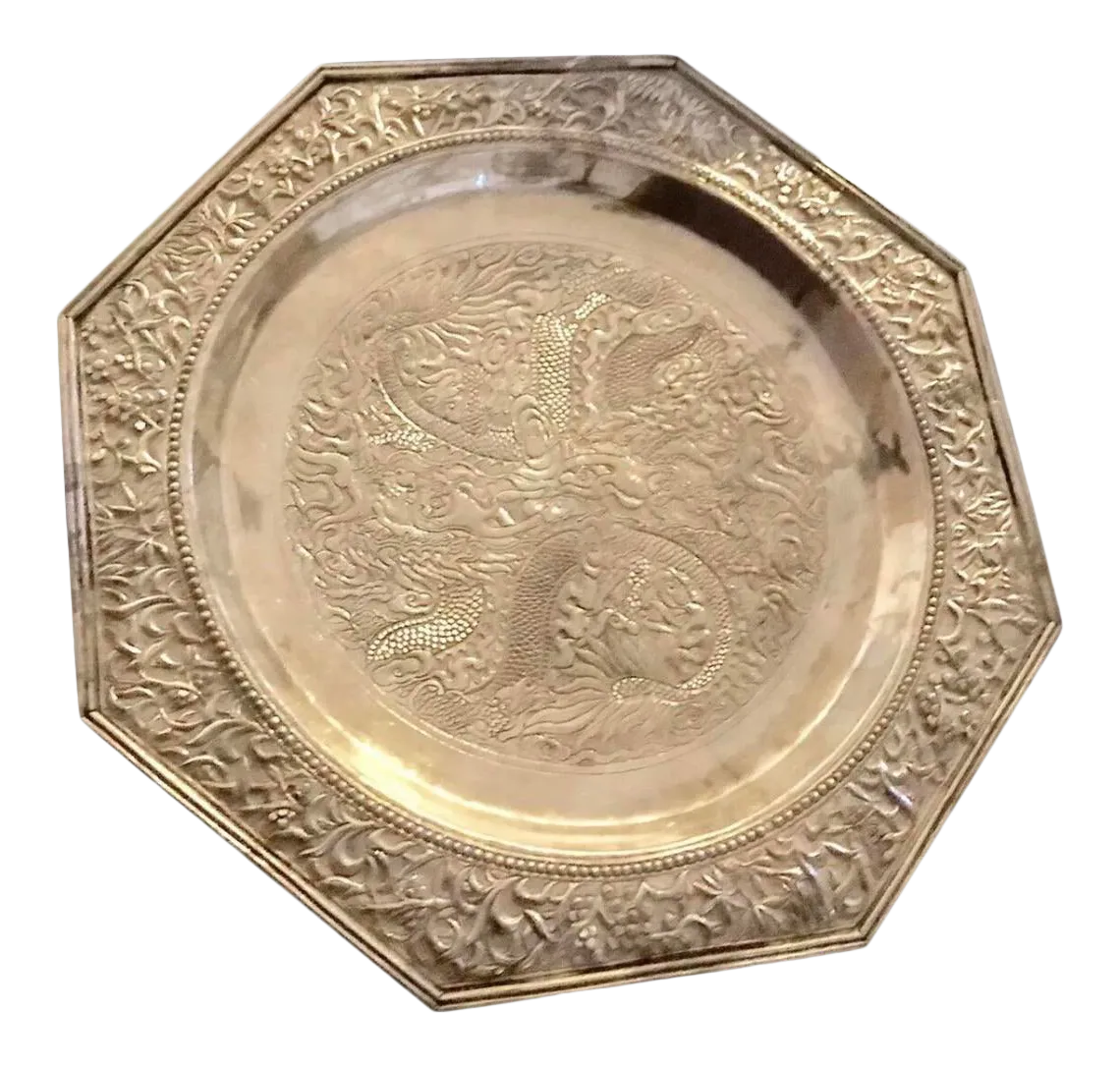 Chinese Octagonal Silver Footed Plate | Chairish