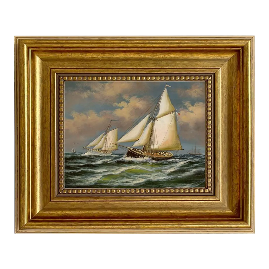 Puritan and Genesta Framed Print on Canvas in Antiqued Gold Frame. 5" X ...