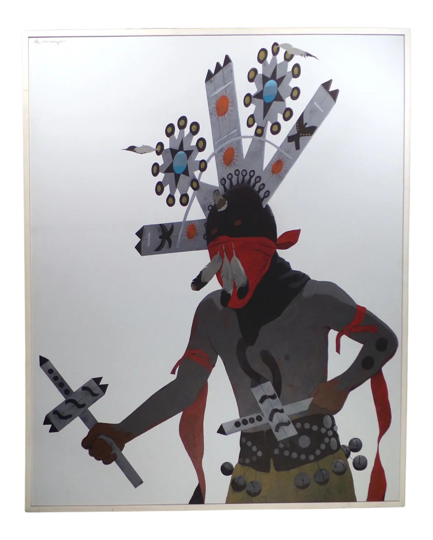 1980s "Apache Gan Dancer" Figurative Acrylic Painting by Louis De Mayo, Framed | Chairish