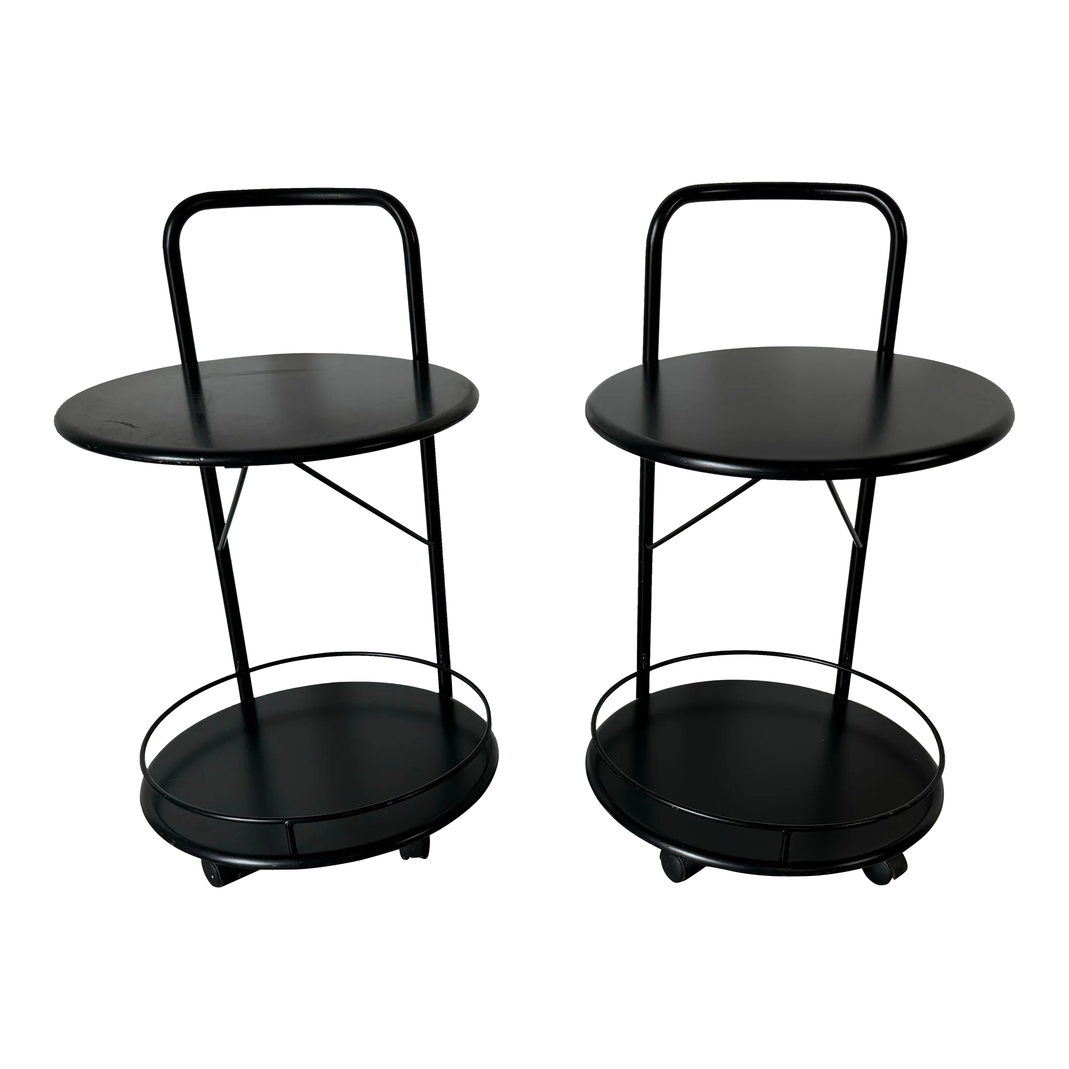 Italian Postmodern Bonaldo Casa Two - Tier Rolling Side Tables - a Pair ...