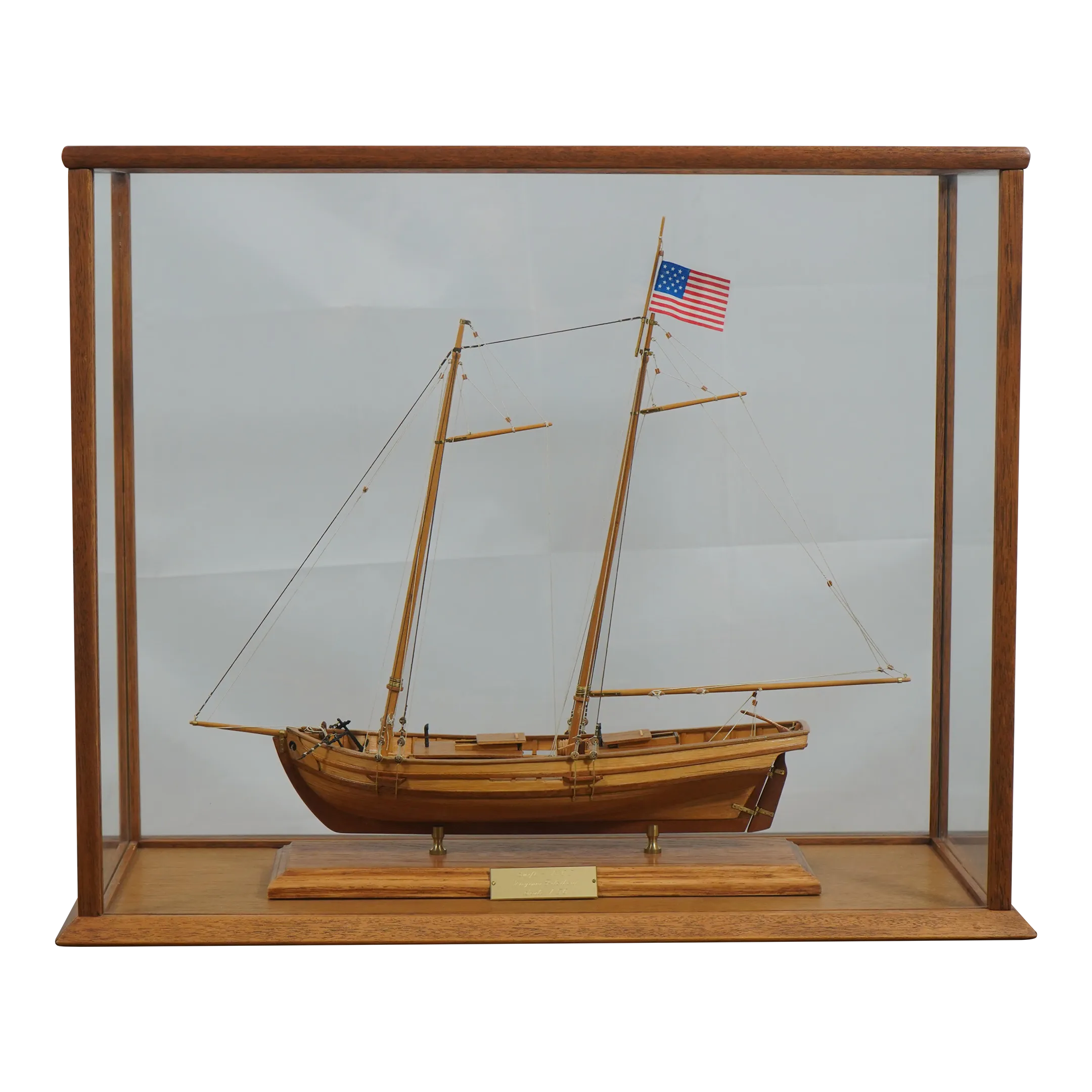 Virginia Pilot Boat Tall Ship Model in Glass Case | Chairish