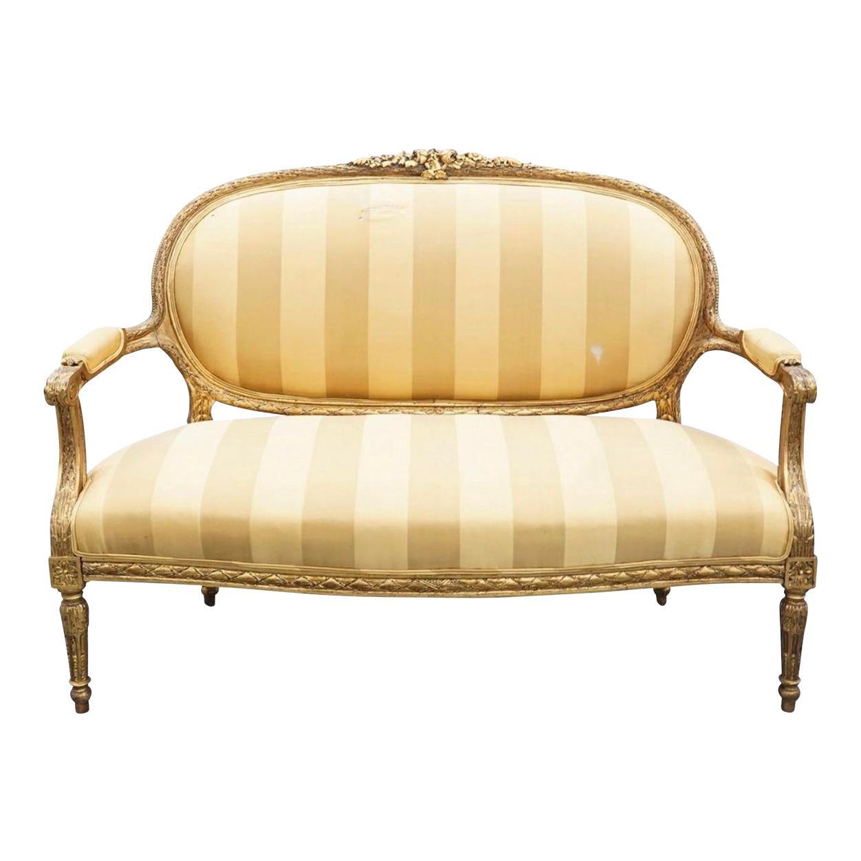 Early 20th Century Antique French Gilt Wood Parlor Settee | Chairish