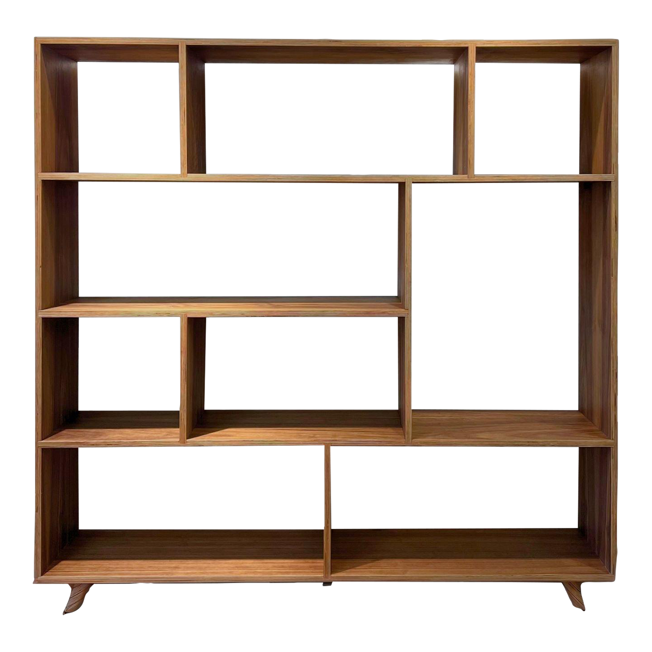 Mid-Century Modern Geometric Bookcase - 60" X 60" - Walnut | Chairish