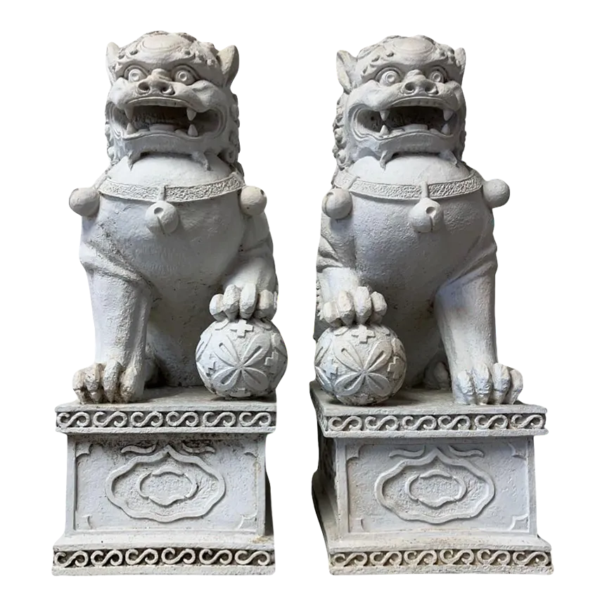 Vintage Foo Dogs Chinese Guardian Lions- a Pair | Chairish