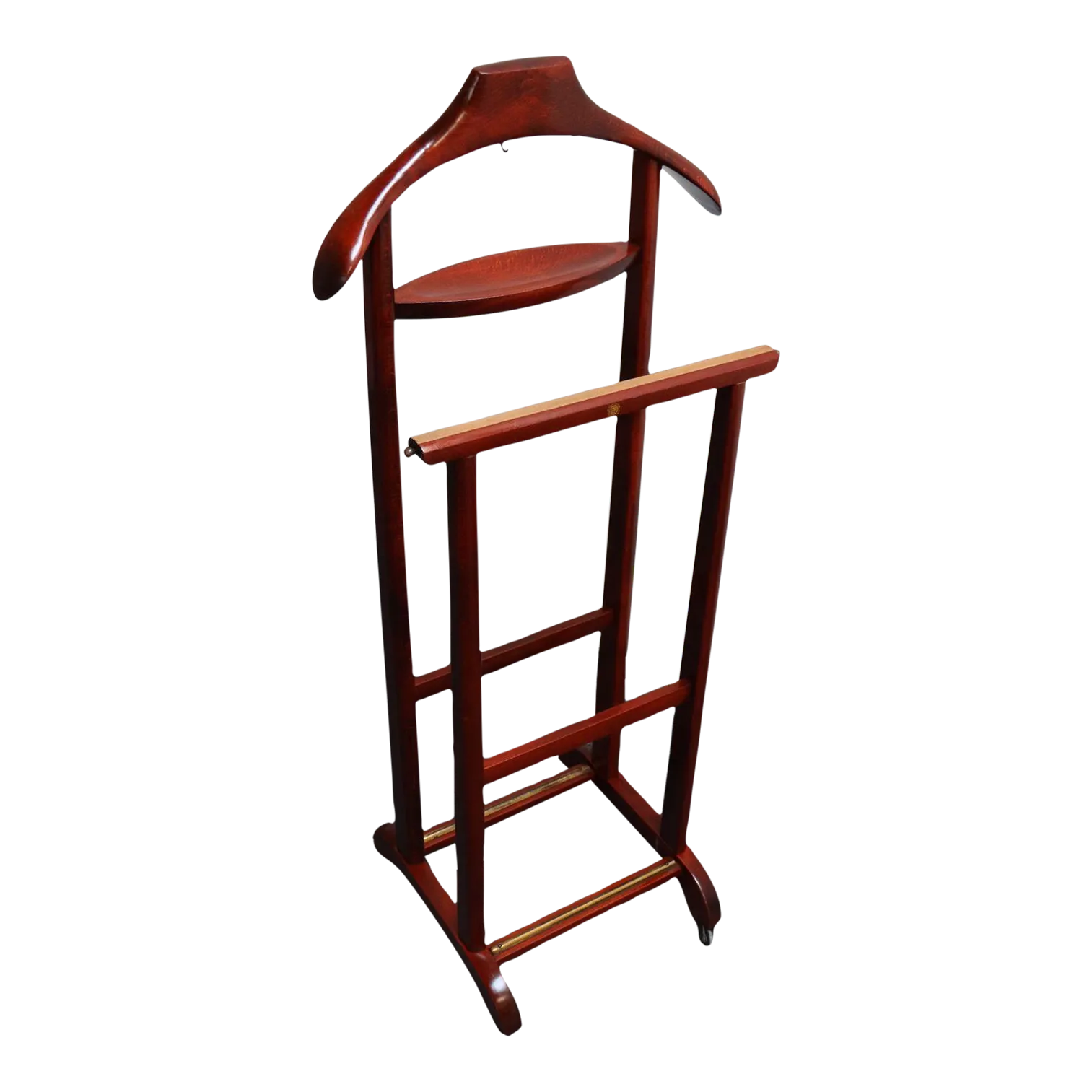 Vintage Brass and Stained Red Mahogany Valet by Fratelli Reguitti ...